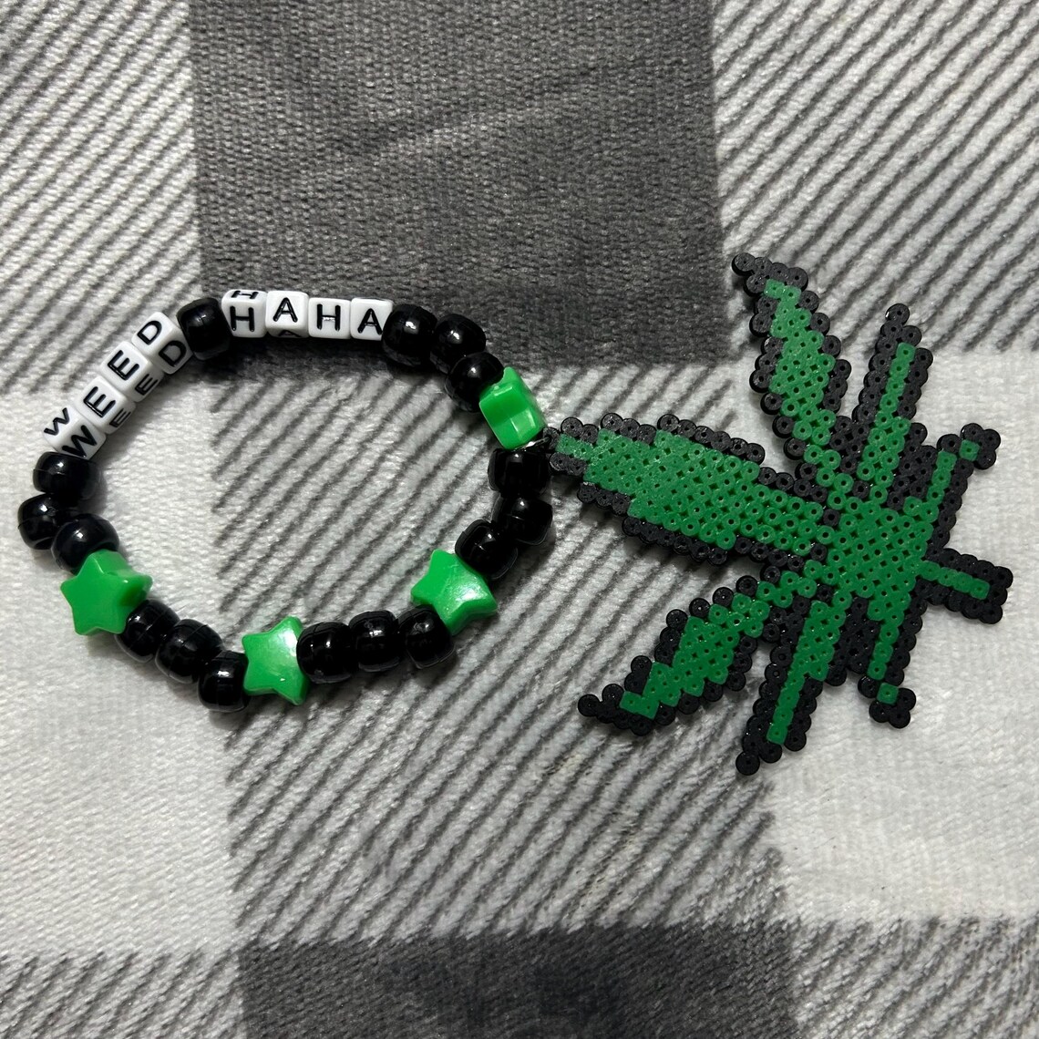 Stoner Kandi With Mini Perler Charm - 3pcs - Etsy