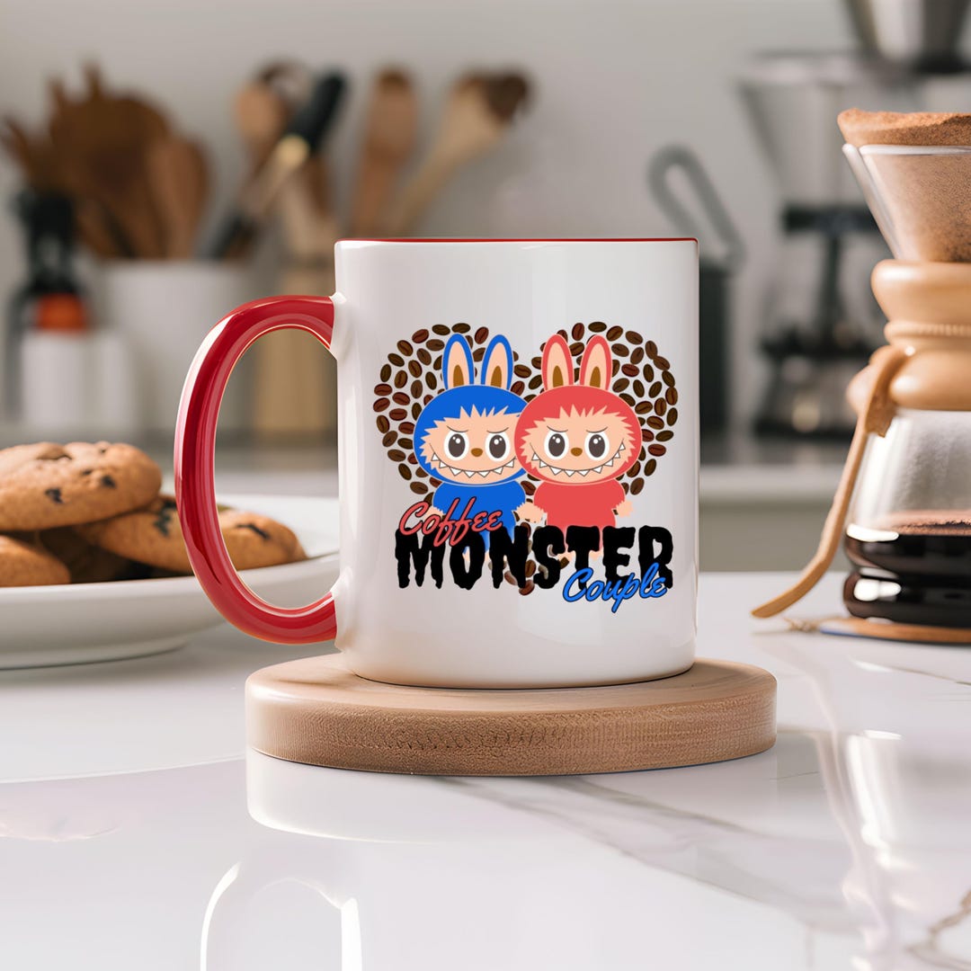 Coffee Monster Labubu Accent Mug, Two Tone Ceramic(11oz) - Unique Gift ...
