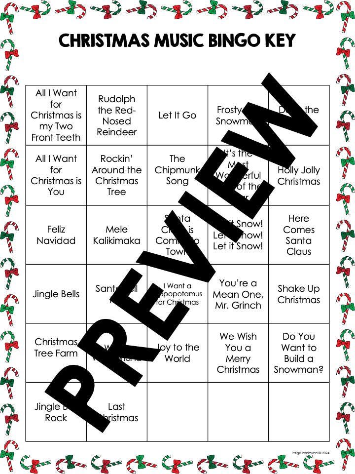 Christmas Music Bingo - Etsy