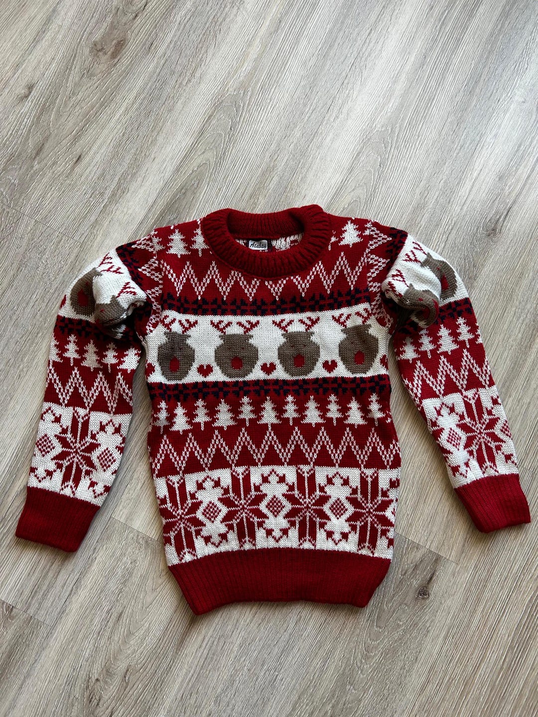 Kids Holiday Sweater With Reindeer and Snowflakes – Festive Christmas ...