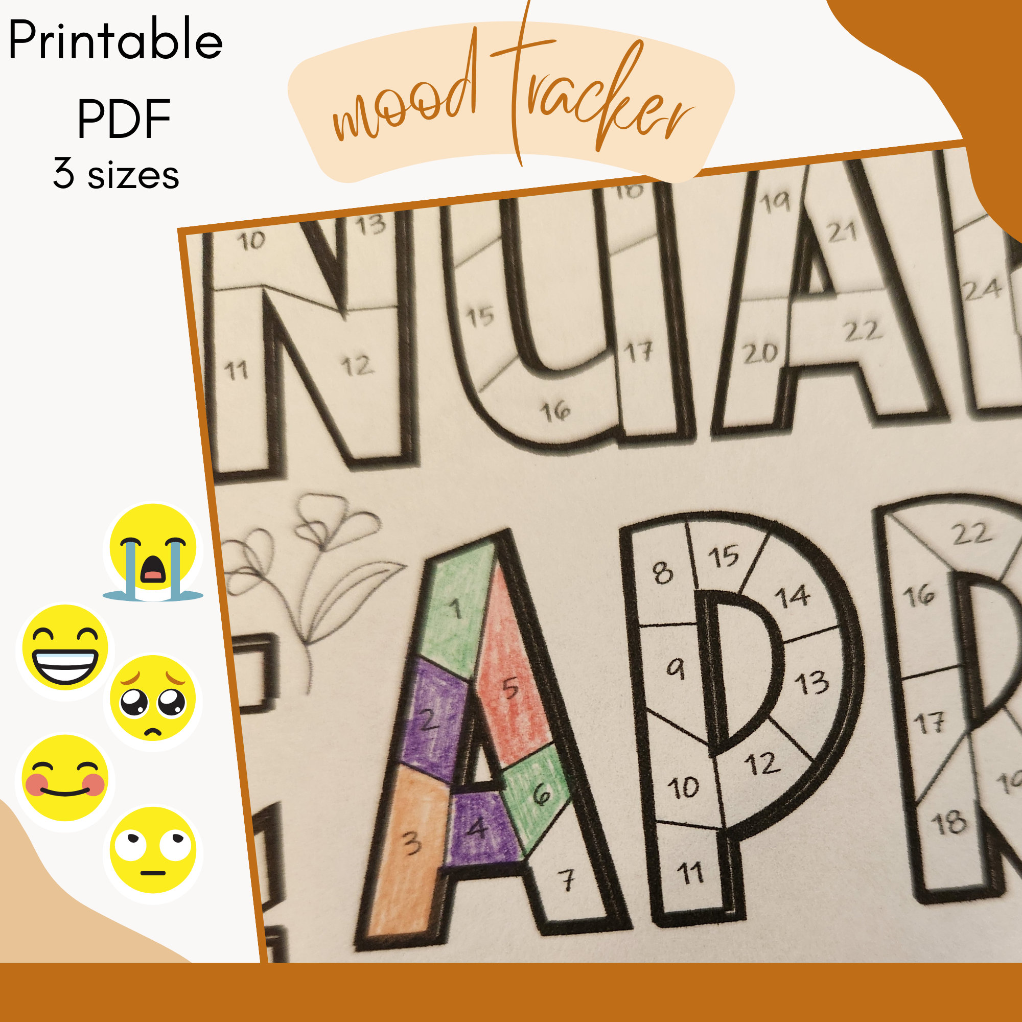 Mood Tracker, Mental Health Tracker, Coloring Sheet Habit Tracker ...