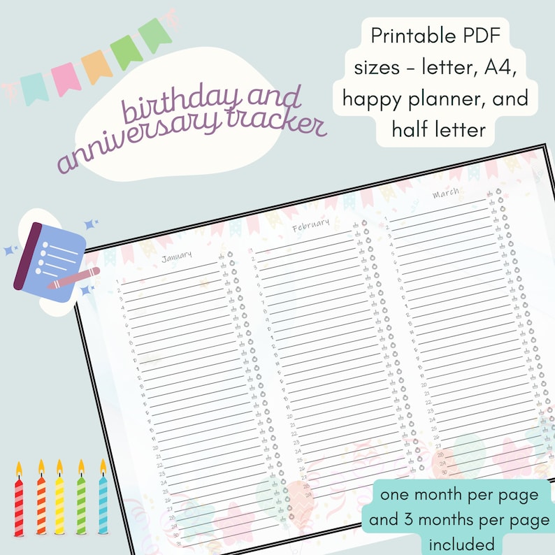 Birthday Tracker / Anniversary Tracker / Celebration Tracker ...