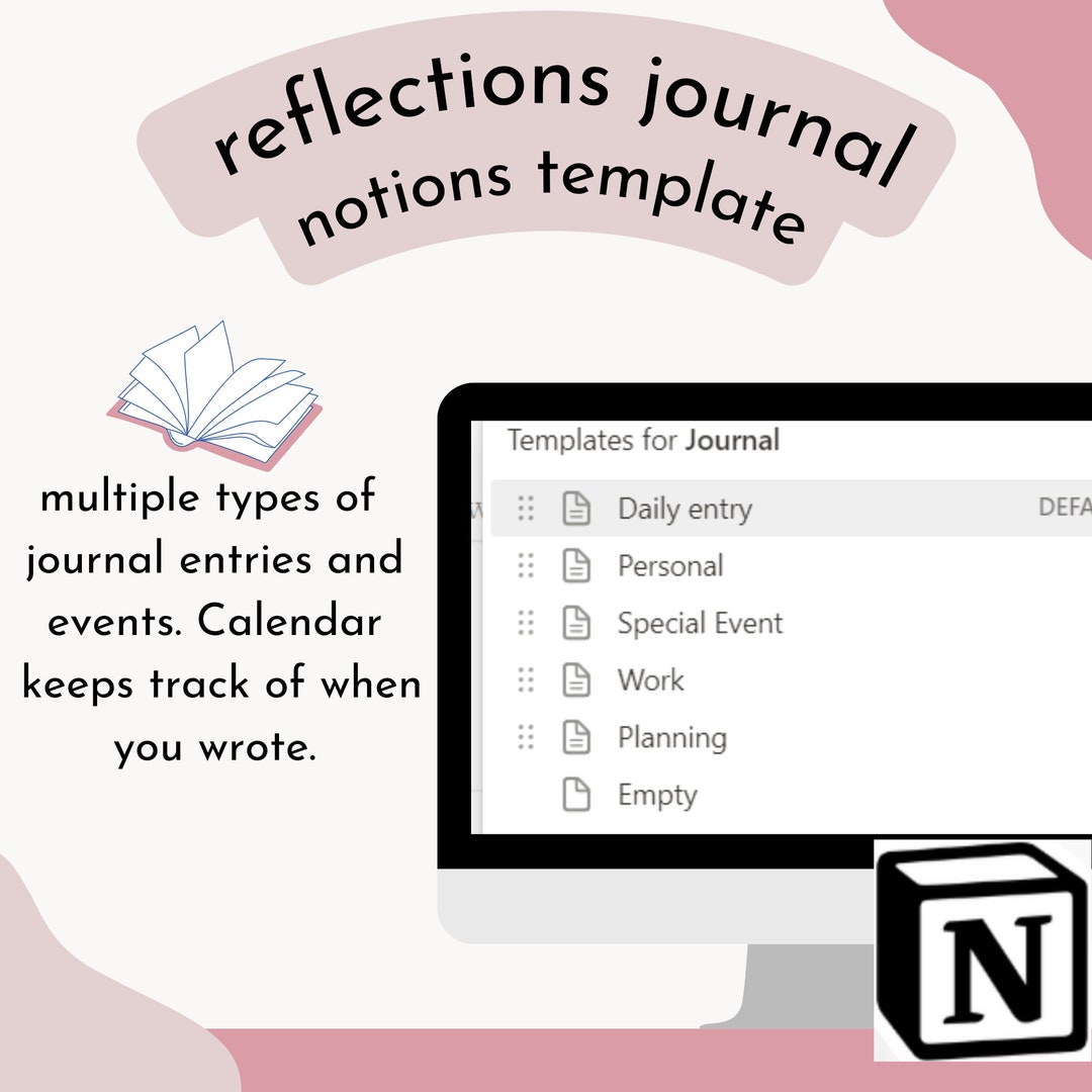 Reflections Journal. Notions Template. Immediate Download. Organize ...
