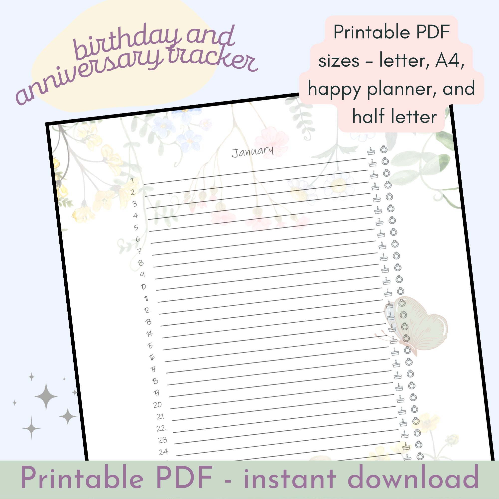 Birthday Tracker / Anniversary Tracker / Celebration Tracker ...