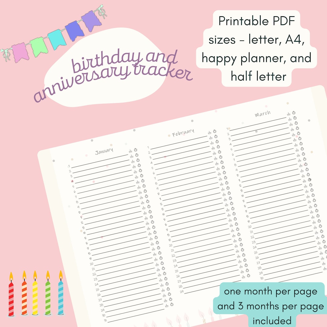 Birthday Tracker / Anniversary Tracker / Celebration Tracker ...