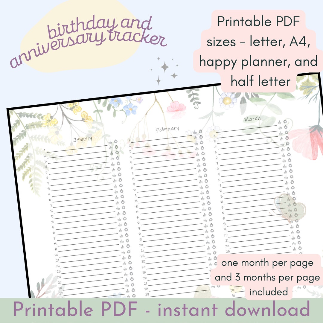 Birthday Tracker / Anniversary Tracker / Celebration Tracker ...
