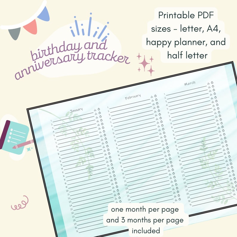 Birthday Tracker / Anniversary Tracker / Celebration Tracker ...