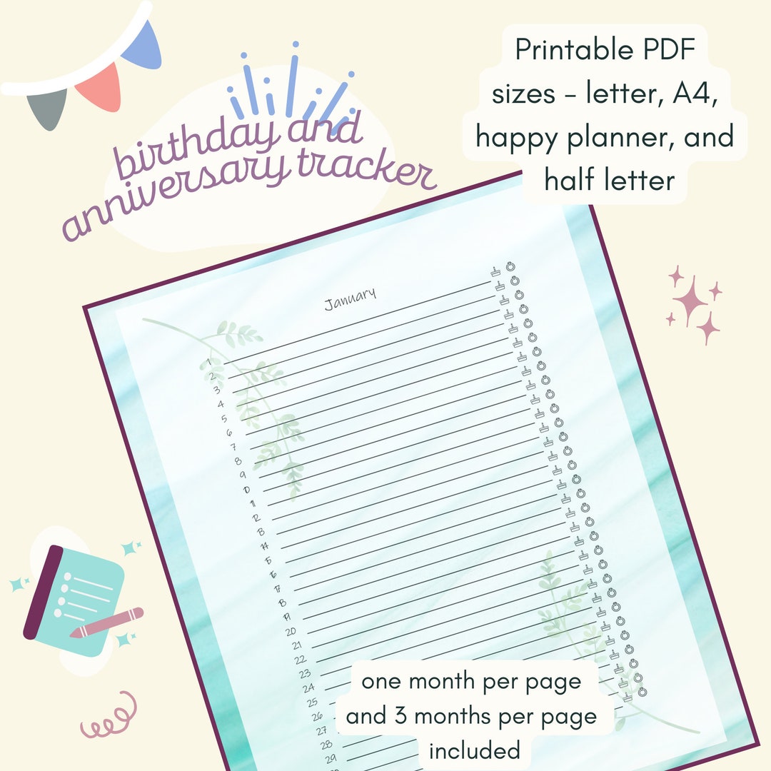 Birthday Tracker / Anniversary Tracker / Celebration Tracker ...