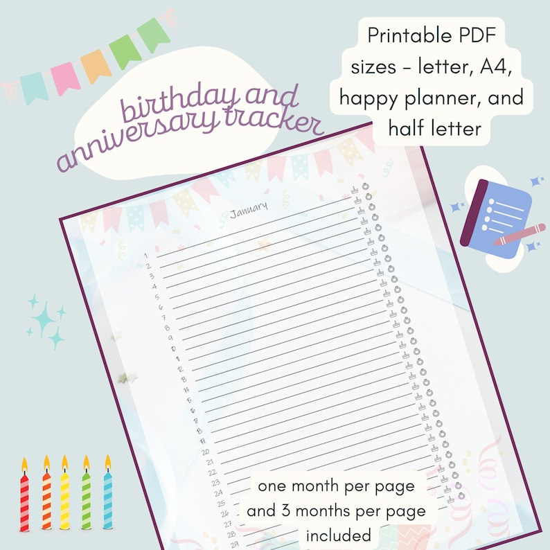 Birthday Tracker / Anniversary Tracker / Celebration Tracker ...