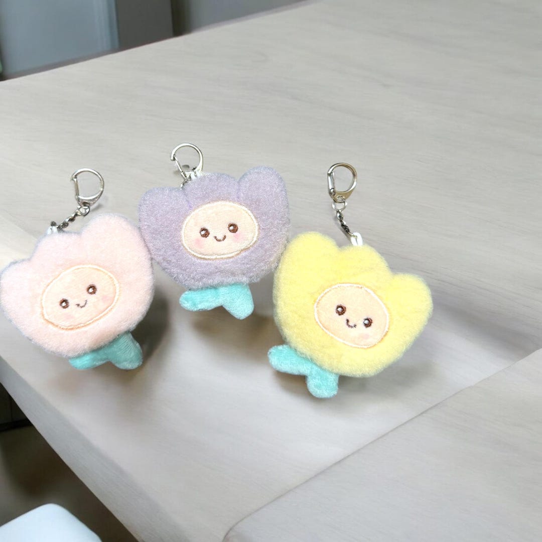 Flower Kawaii Fluffy Keychains, Spring, Easter Basket, Affordable, Fast ...