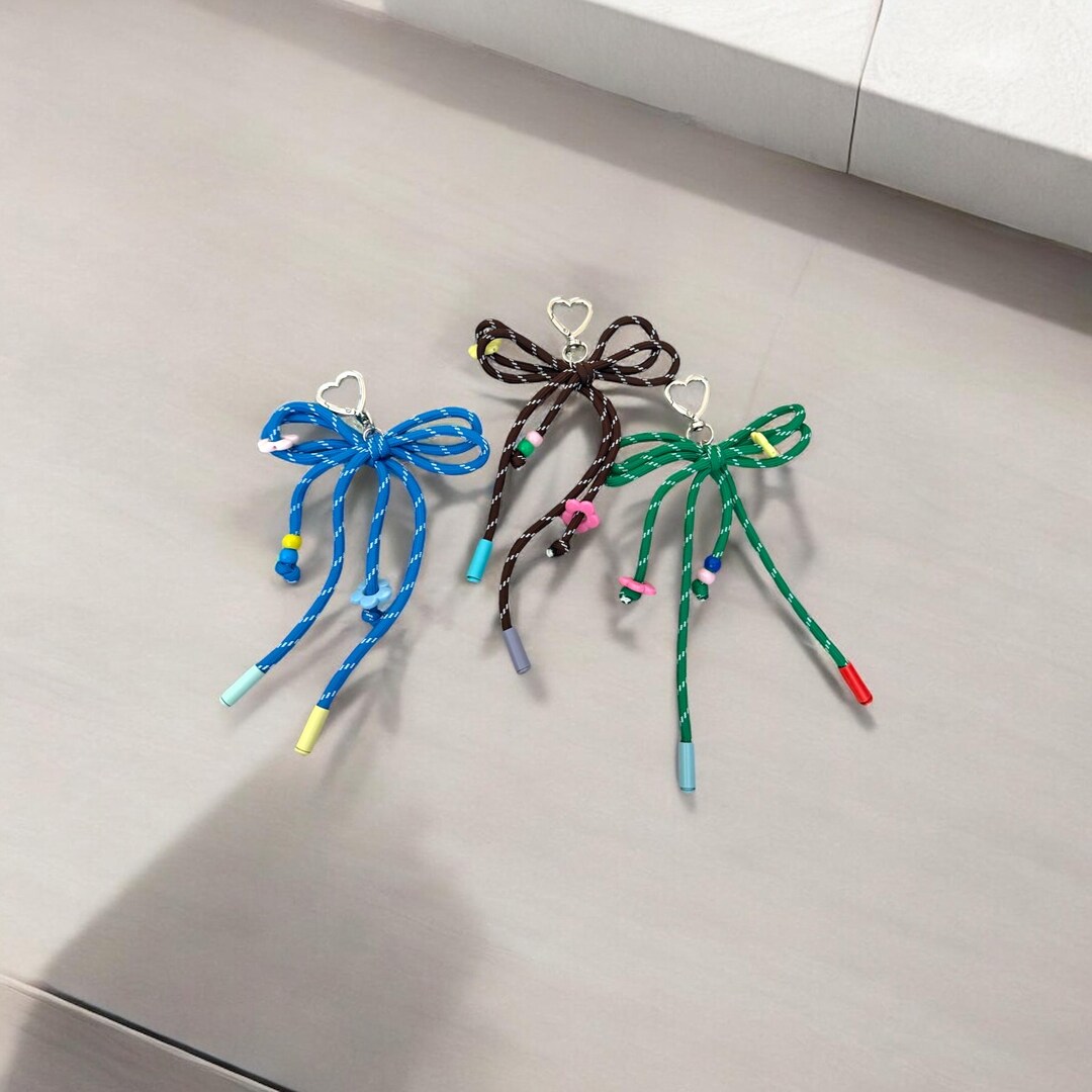 Kawaii Miu Miu Style Nylon Rope Bow Phone Charm, Kawaii Phone Charm ...