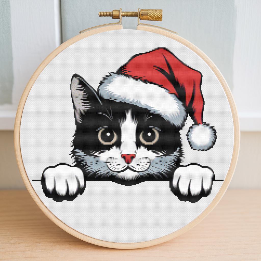 Santa Cat Cross Stitch Pattern - Christmas Gift - PDF Pattern, Pattern ...