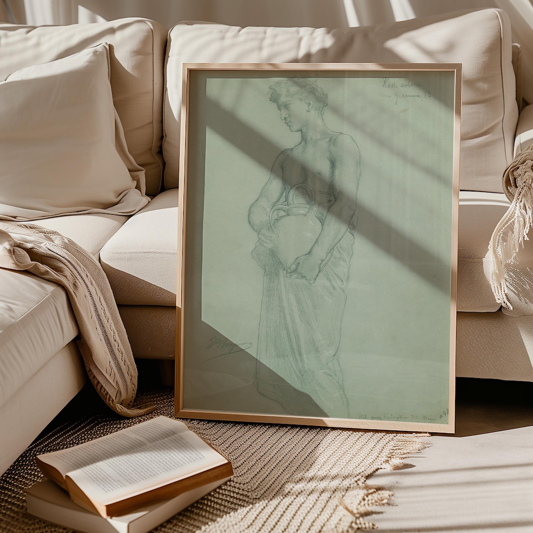 Renaissance Drawing | Classical Figure Sketch | Bathroom Wall Art ...
