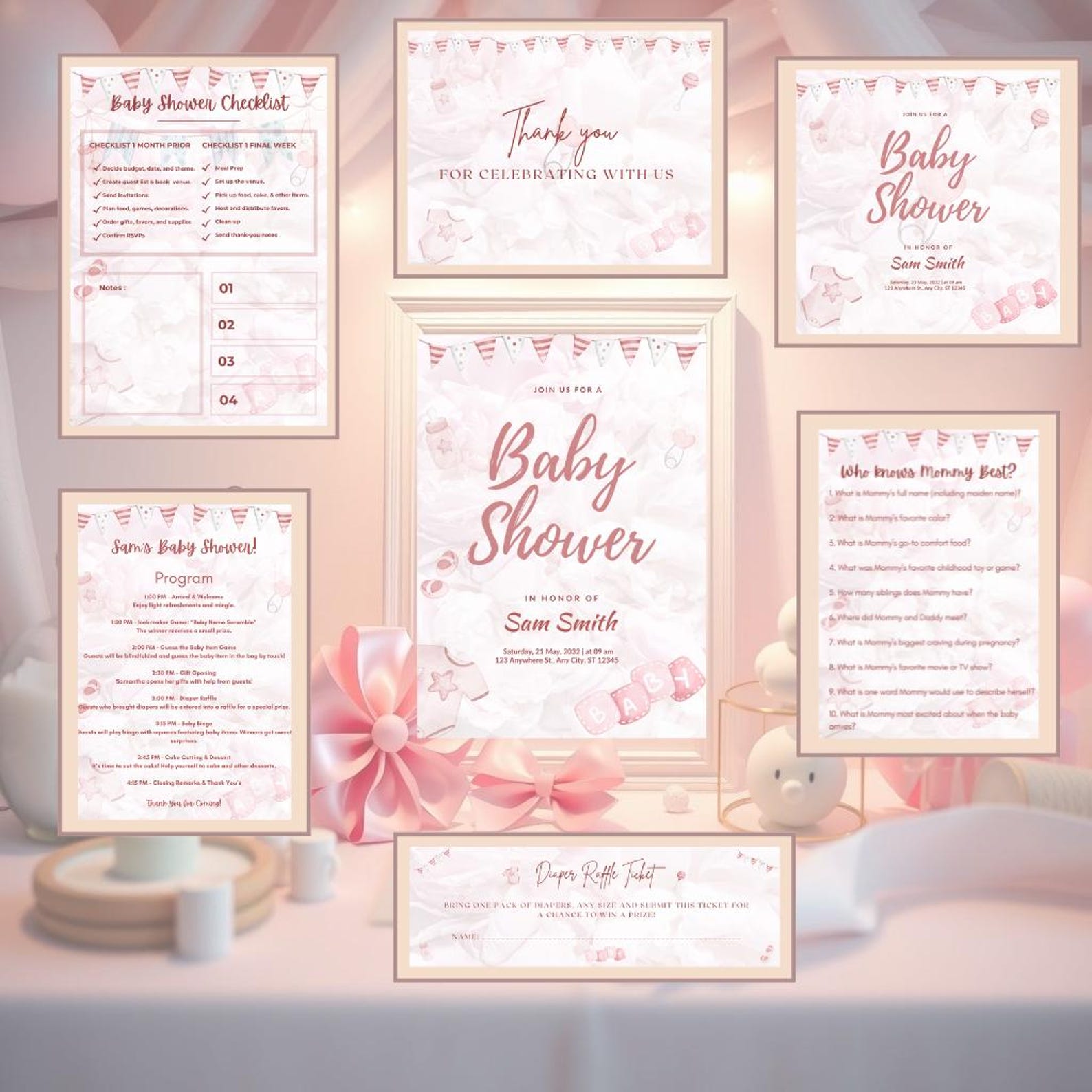 Baby Shower Program Itinerary Agenda Customizable Template Canva Design ...