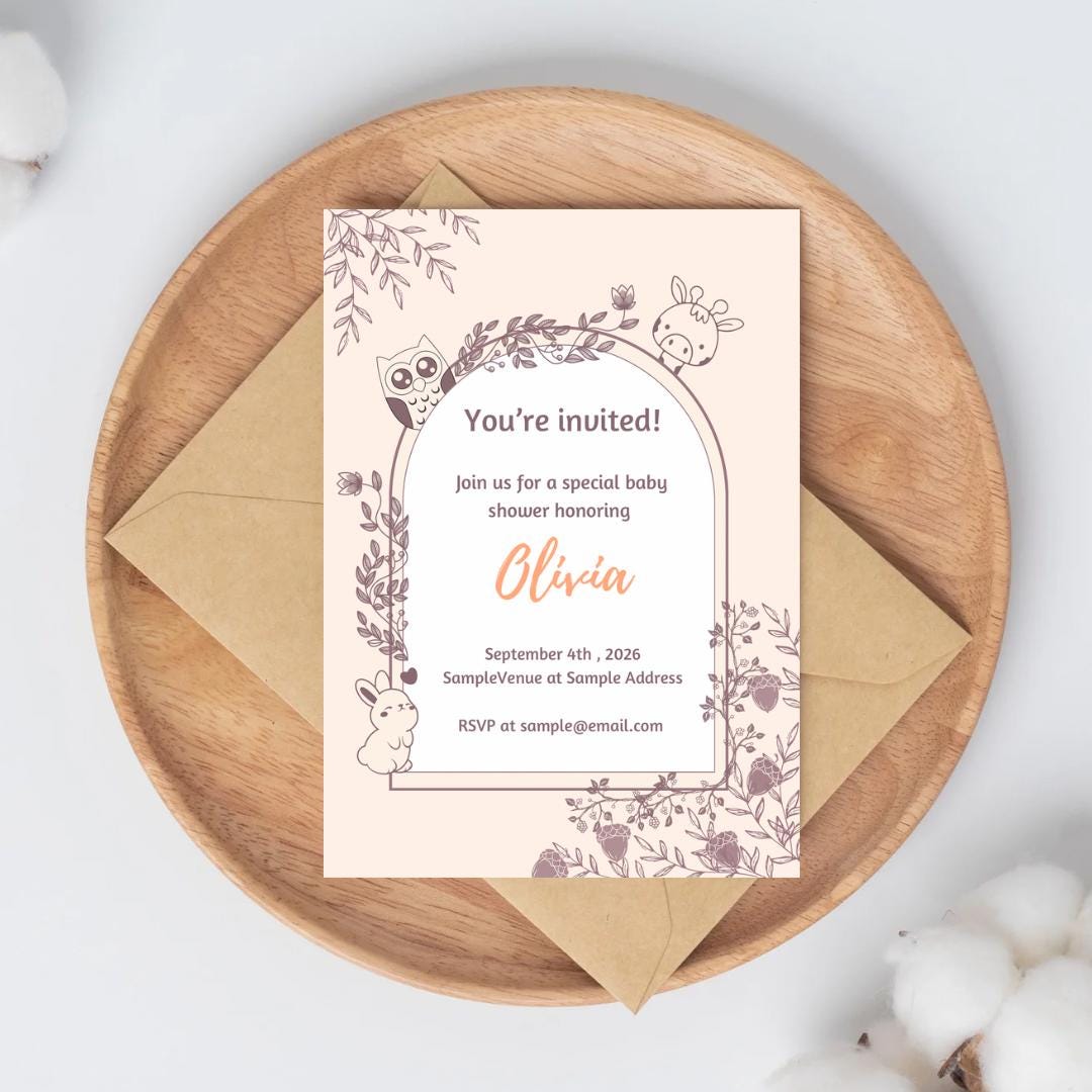 Baby Shower Program Itinerary. Customizable Template. Woodland Baby ...