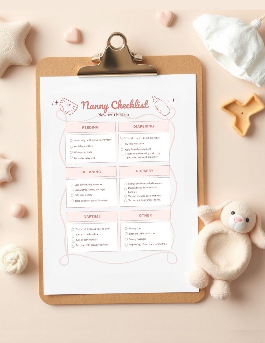 Nanny Checklist. Baby Tracker. Caregiver Guide. Babysitter Checklist ...