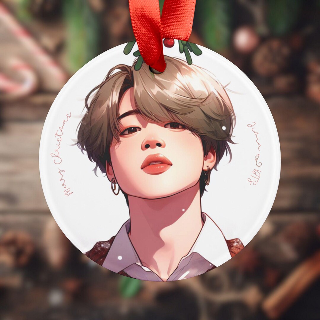 BTS Jimin Mistletoe Christmas Ornament - Double-sided, BTS Holiday ...