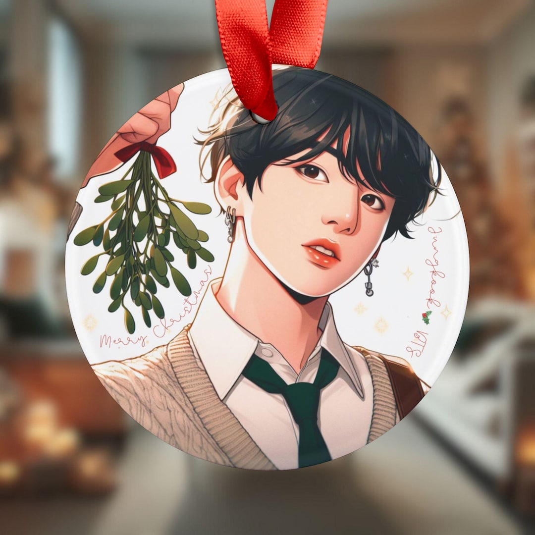 BTS Jungkook Mistletoe Christmas Ornament Double-sided, BTS Holiday ...