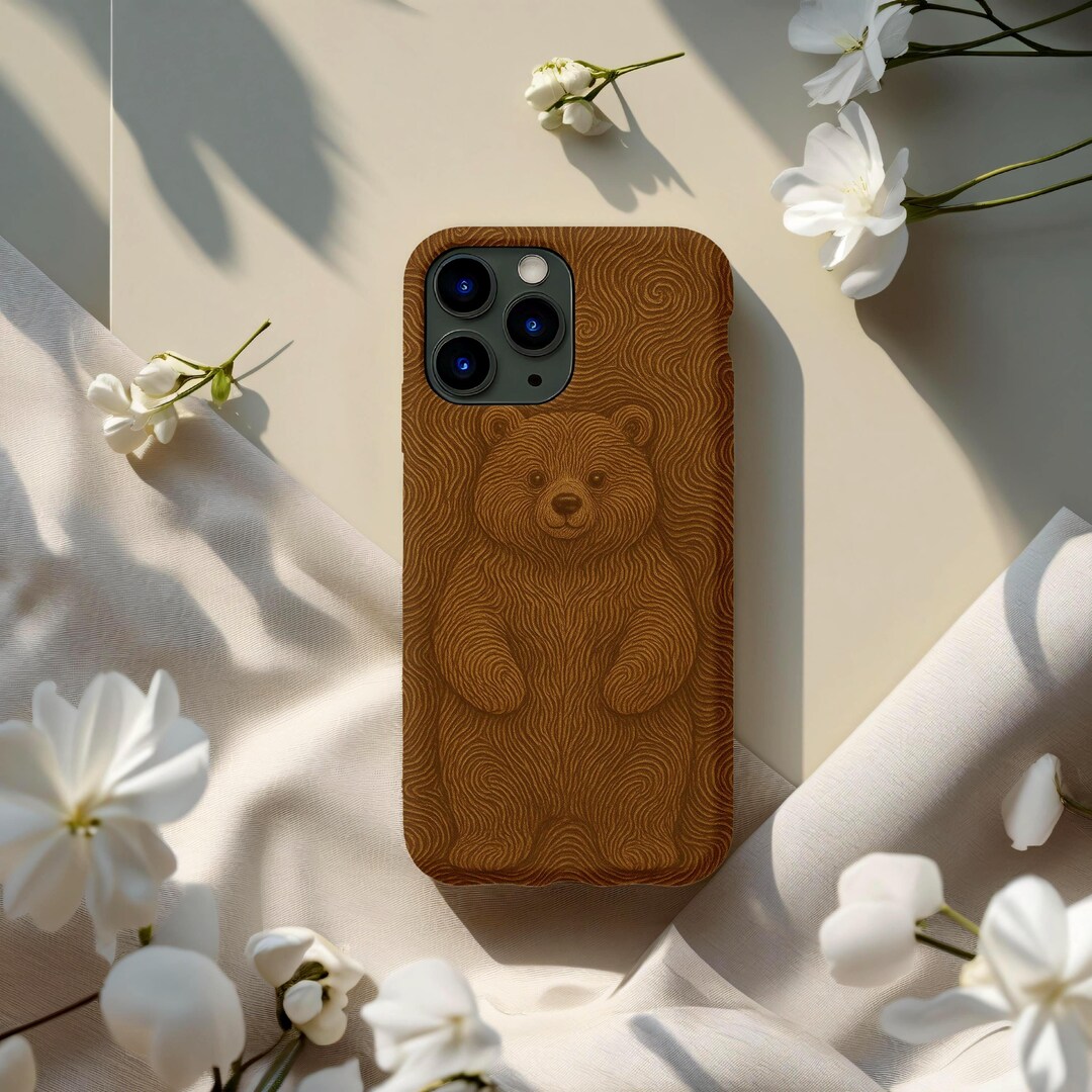 Teddy Bear Case | Cute Animated Animal Phone Case | Wood Engraving ...