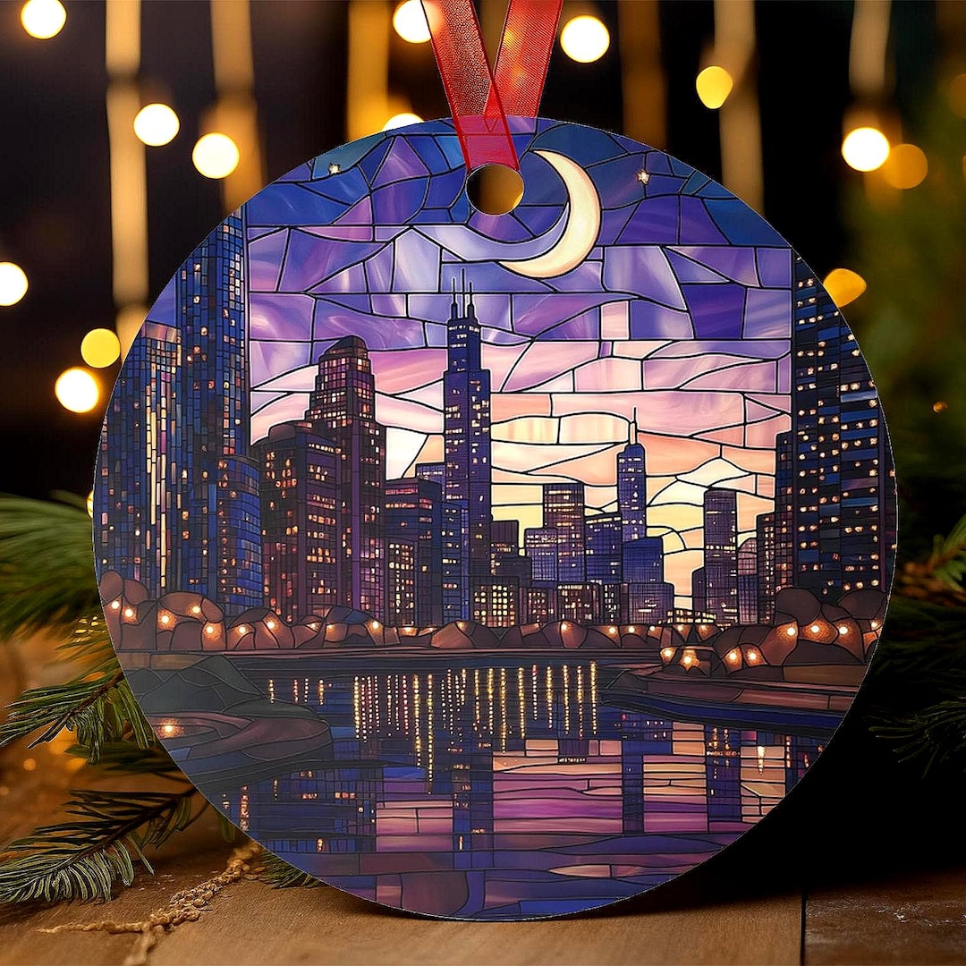 Chicago Ornament | Stained Glass Style | Willis Tower Souvenir ...