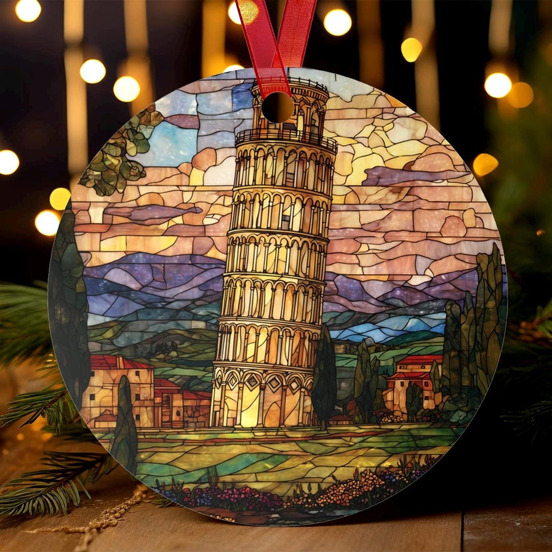Leaning Tower of Pisa Ornament | Stained Glass Style | Italy Travel ...