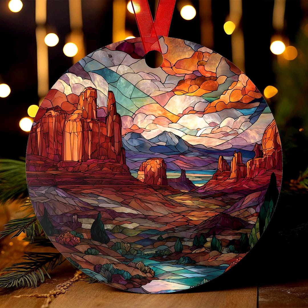 Utah Desert Ornament | Stained Glass Style | Christmas Tree Gift | Red ...