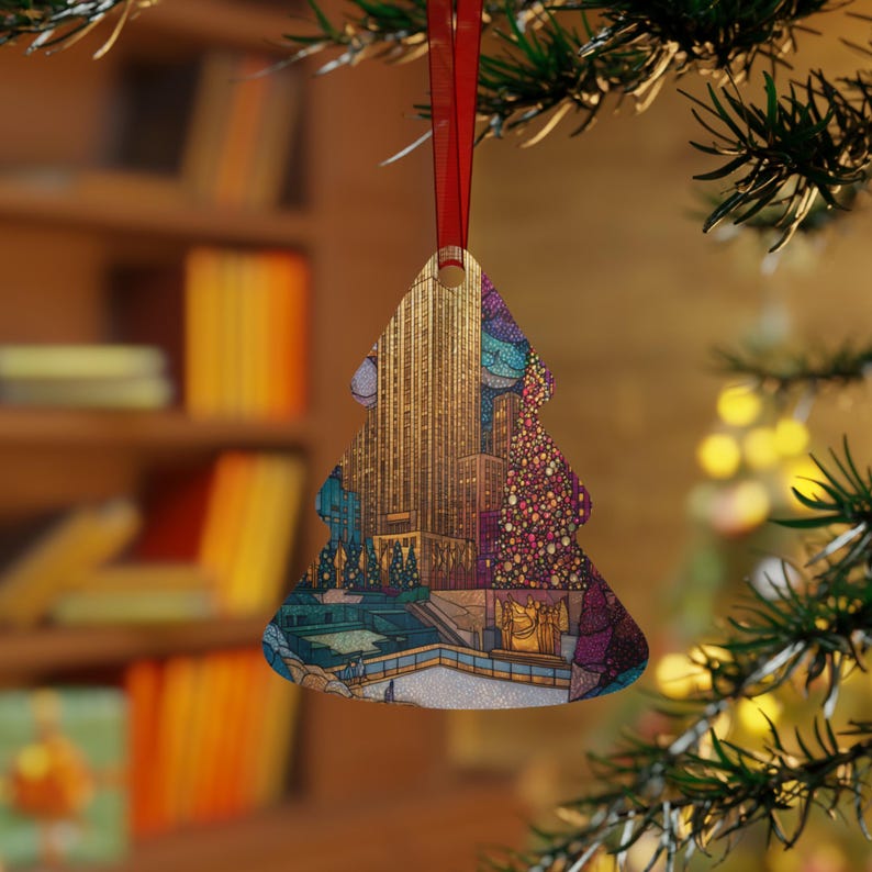 Rockefeller Center Ornament | Stained Glass Style | NYC Christmas Tree ...