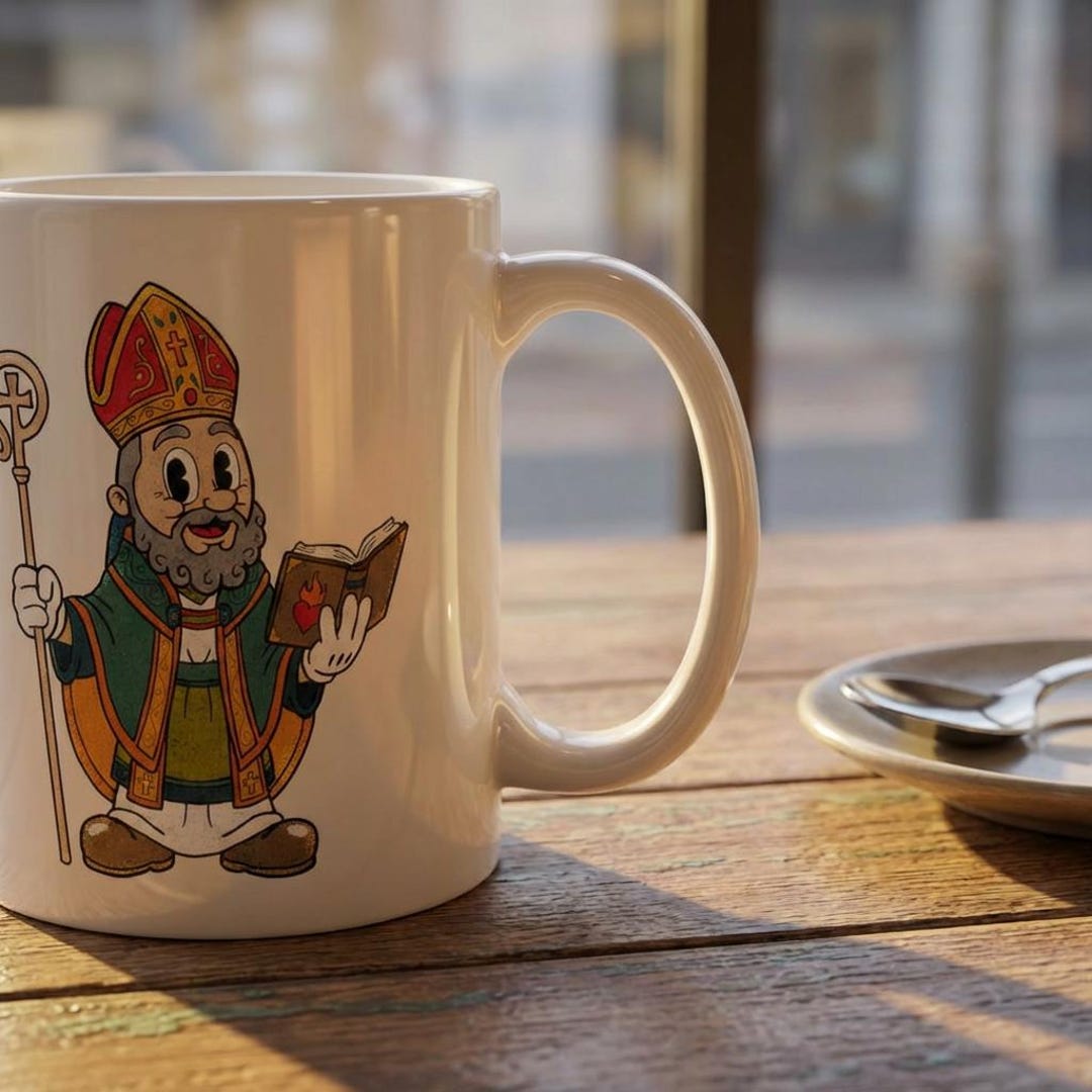 Cartoon St. Augustine Bishop Illustration Mug | Religious Clergy Coffee ...