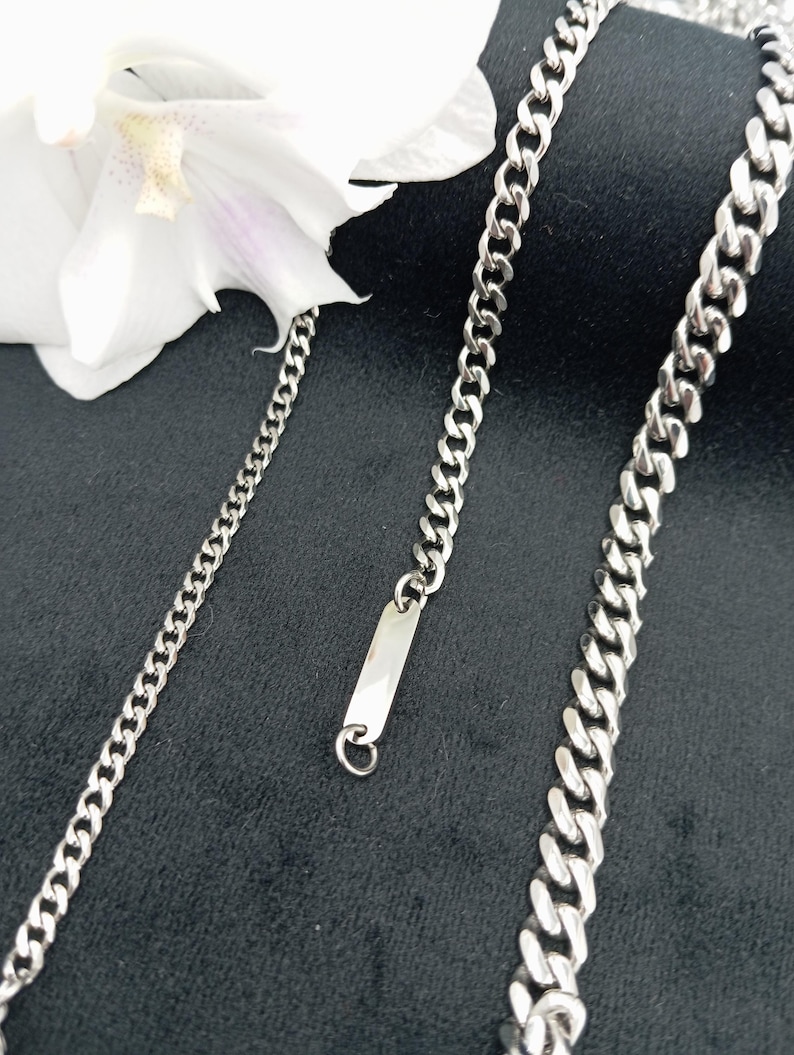 Personalized Black Chain Necklace: Stainless Steel Figaro, Curb, Box ...