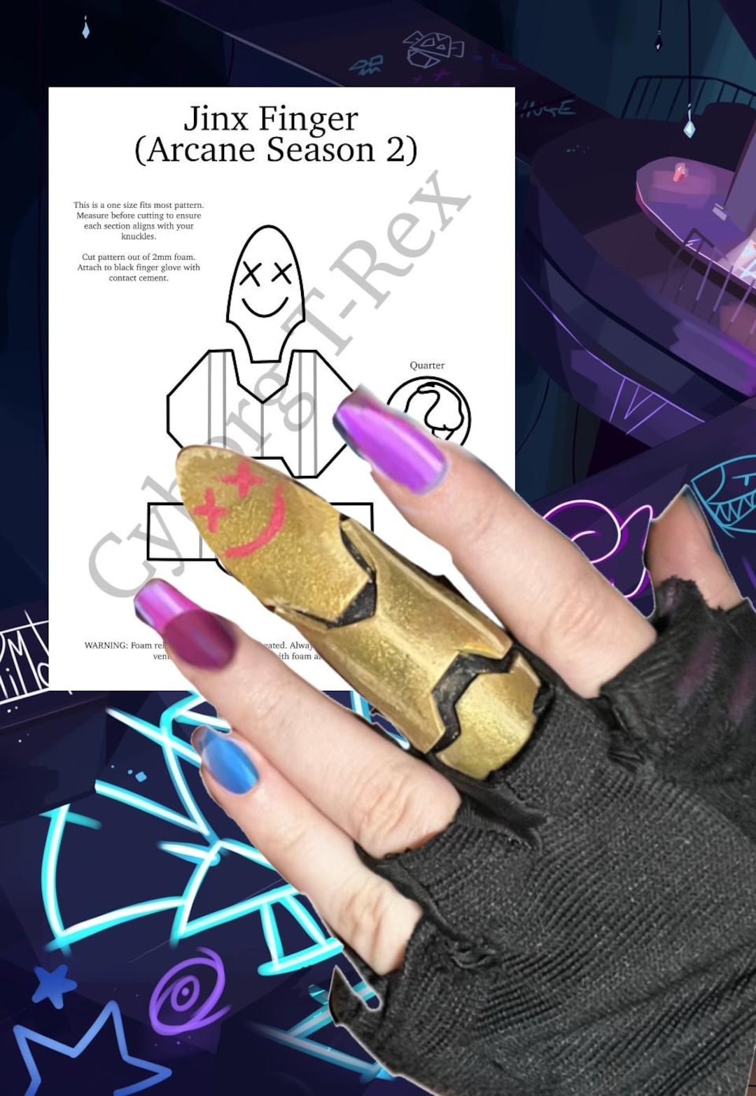 Jinx Arcane Foam Finger Pattern Arcane: Season 2 - Etsy