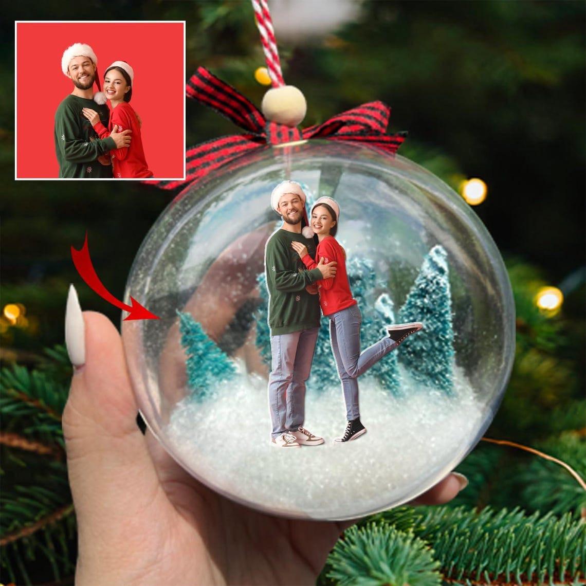 Personalized 3D Snowglobe Christmas Ornament, Custom Family Photo Clear ...