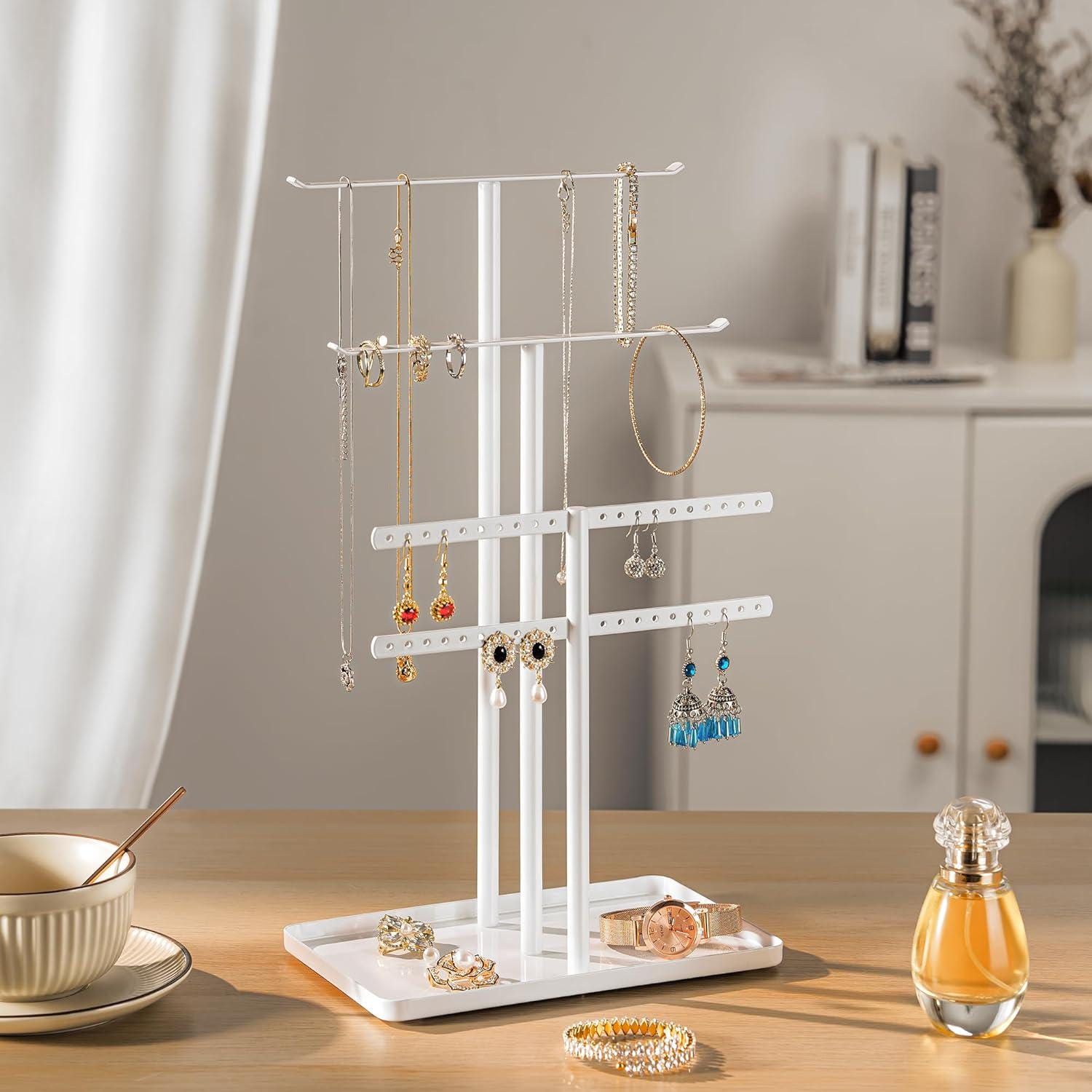 Jewelry Organizer Holder for Necklaces, Metal Jewelry Stand for Girls ...