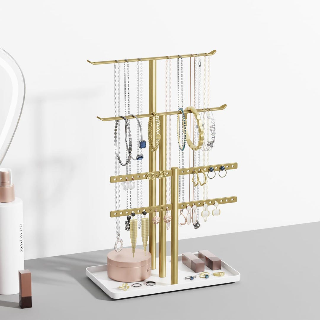 Jewelry Organizer Holder for Necklaces, Metal Jewelry Stand for Girls ...