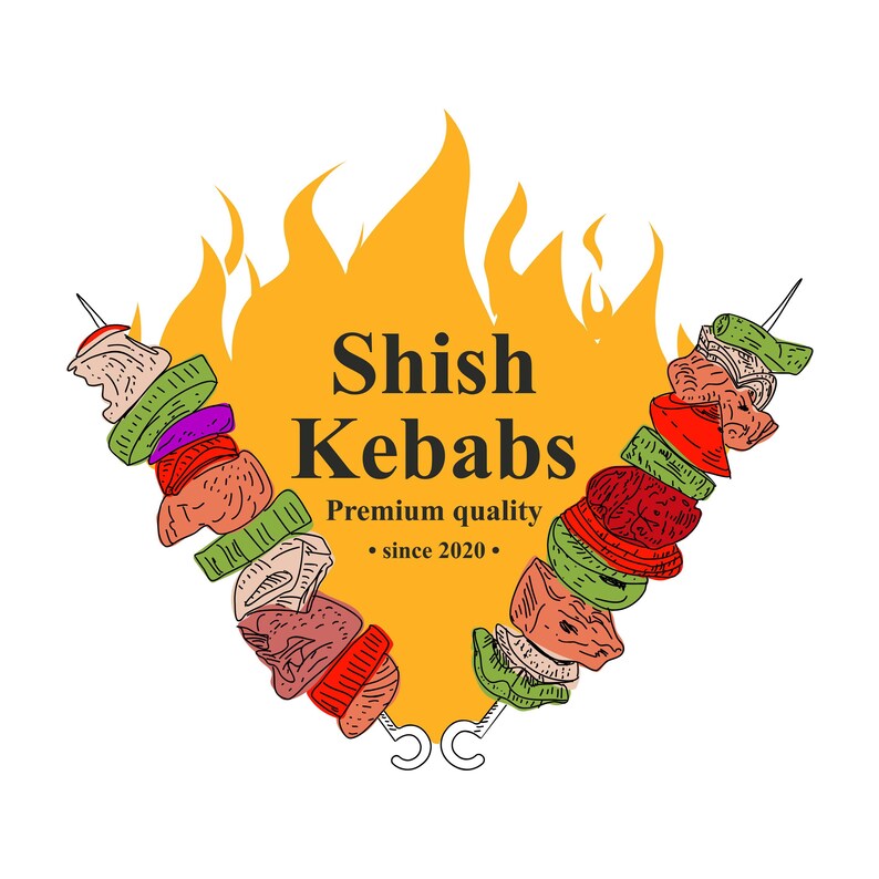 Shish Kebab Logo Design. Vector Logo With a Drawn Barbecue on a Skewer ...