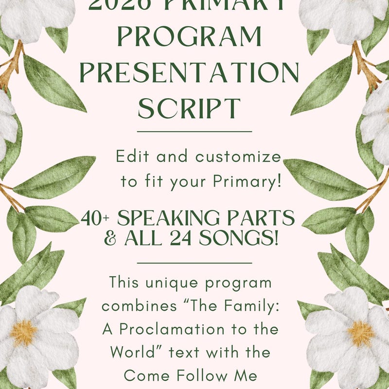 Lds 2026 Primary Program - Etsy