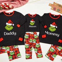 Grinch Pajasmas, 2025 Christmas Grinch Pajamas, We Are Family Christmas ...