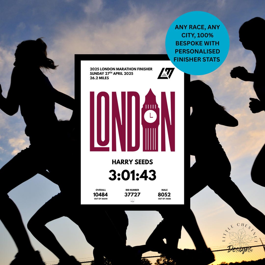 Personalized Marathon Finisher Print: Bespoke Race Data Wall Art ...
