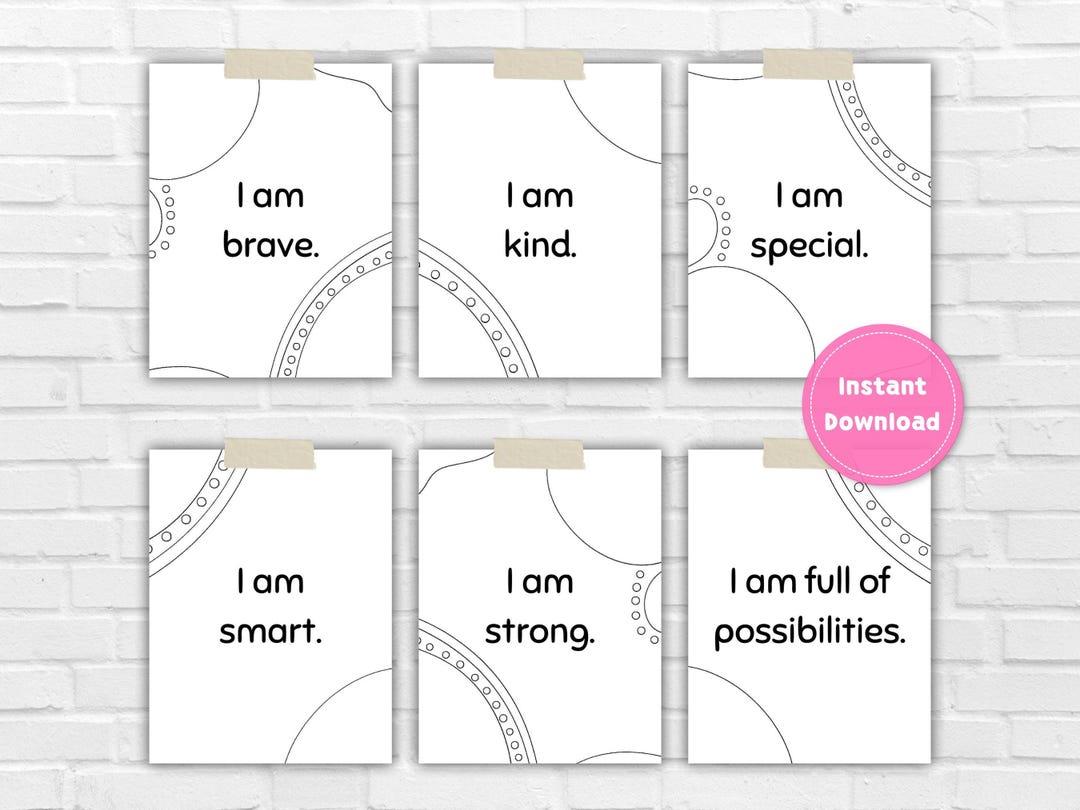 Printable Black and White Affirmation Cards for Preschoolers - 30 ...