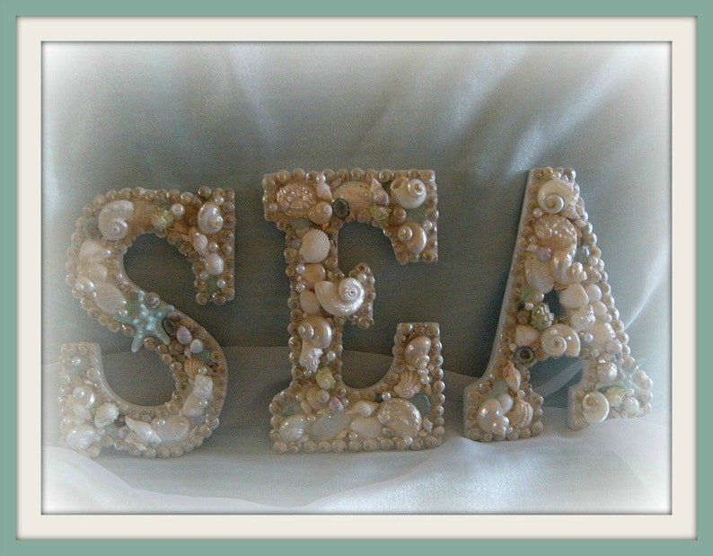 Living by the "sea" Seashell Encrusted Letters - Etsy