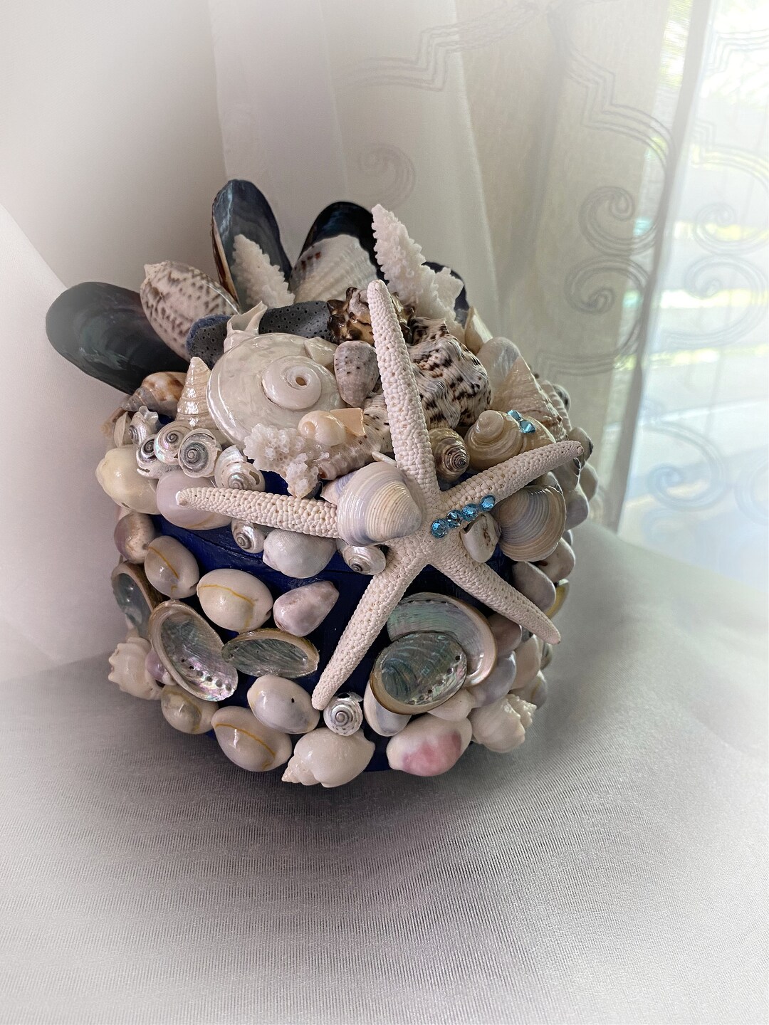Blue Ocean Mussel Shell, White Starfish Box - Etsy
