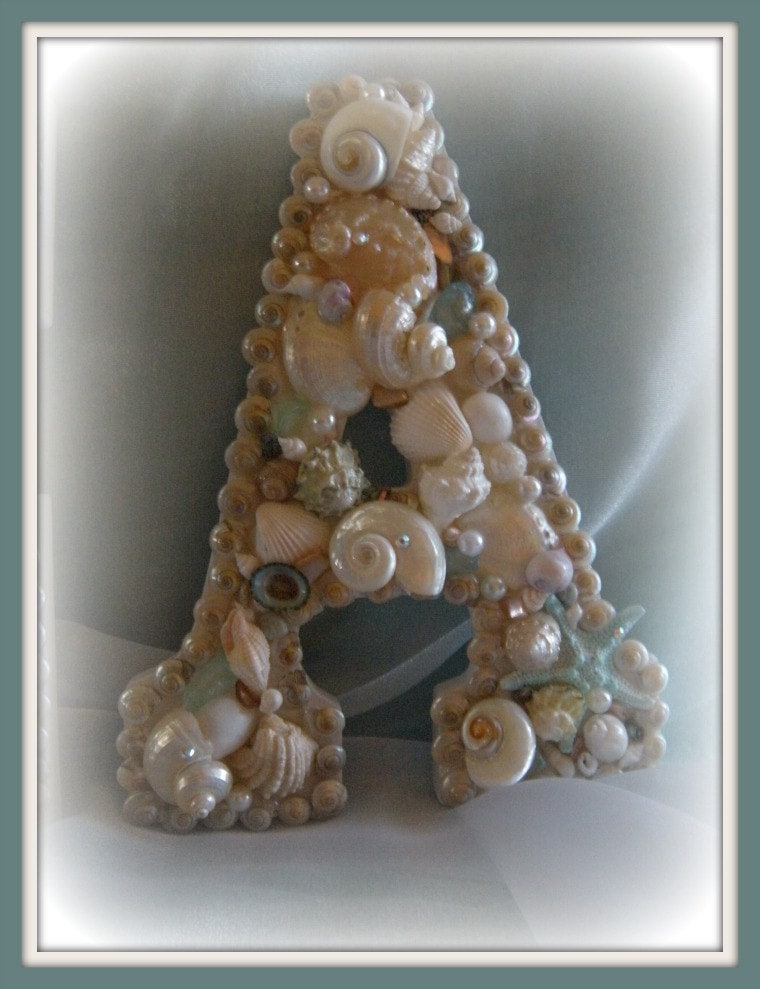 Living by the sea Seashell Encrusted Letters - Etsy