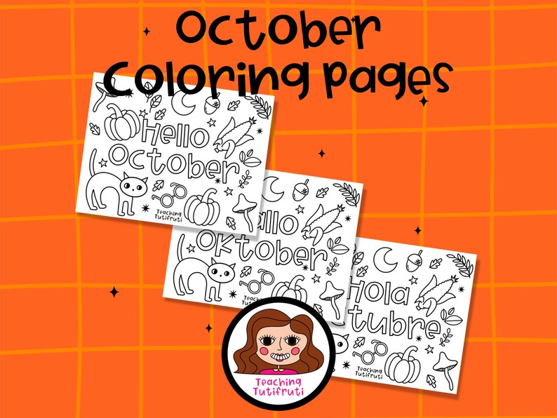 October Coloring Pages / Three Languages by Teaching Tutifruti - Etsy