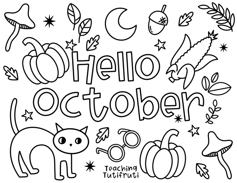 October Coloring Pages / Three Languages by Teaching Tutifruti - Etsy