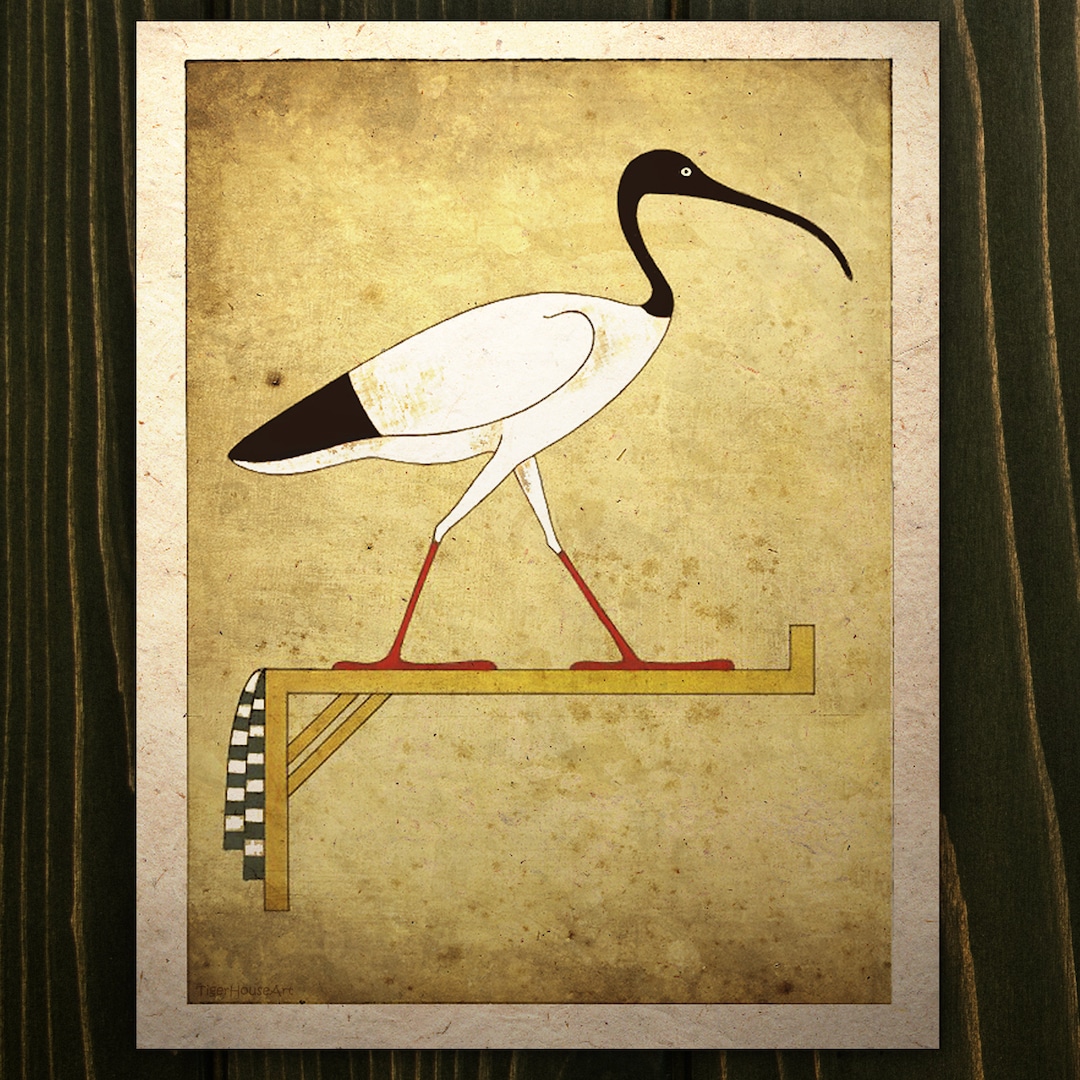 Egyptian Art Print Ibis of Thoth Hieroglyph Wall Decor - Etsy