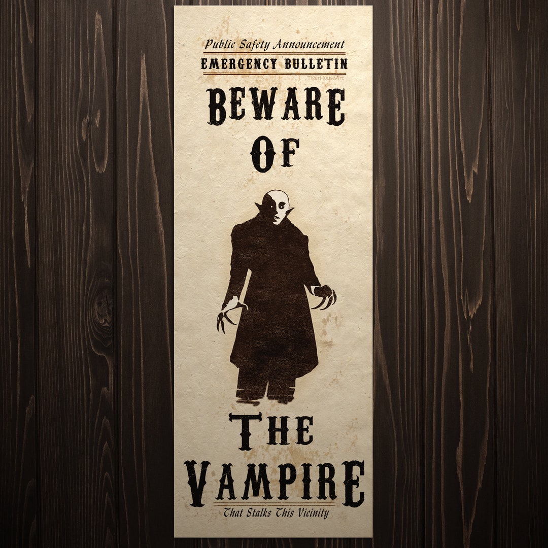 Gothic Art Print Beware of Vampire Wall Poster Horror Decor - Etsy