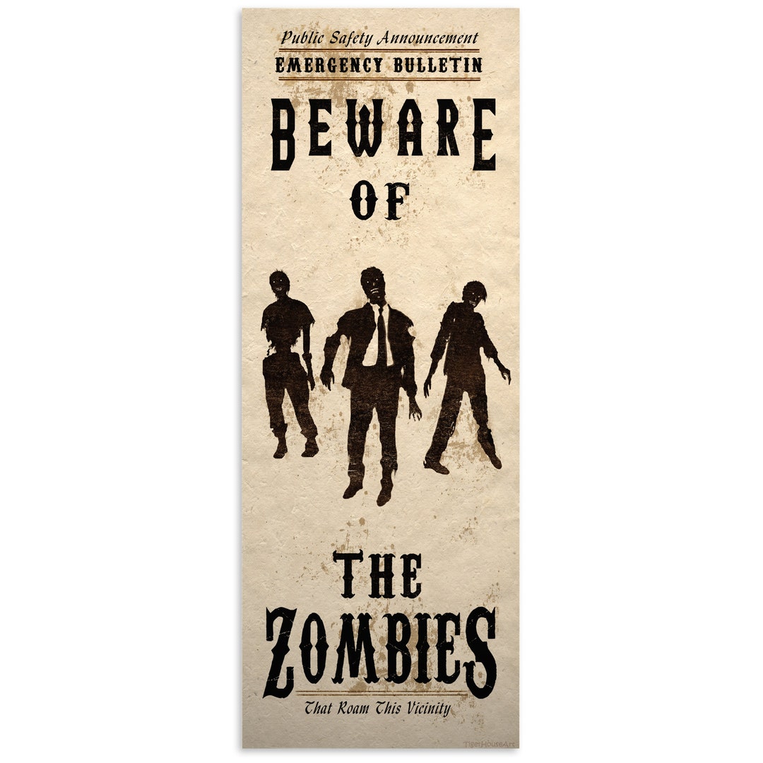 Horror Art Beware of Zombies Poster Print Wall Decor - Etsy