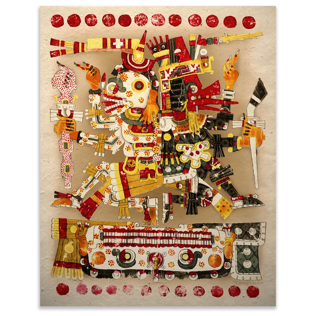 Mayan Aztec Art Print Ancient Gods Life and Death - Etsy