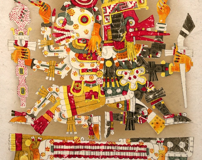 Mayan Aztec Art Print Ancient Gods Life and Death | Etsy