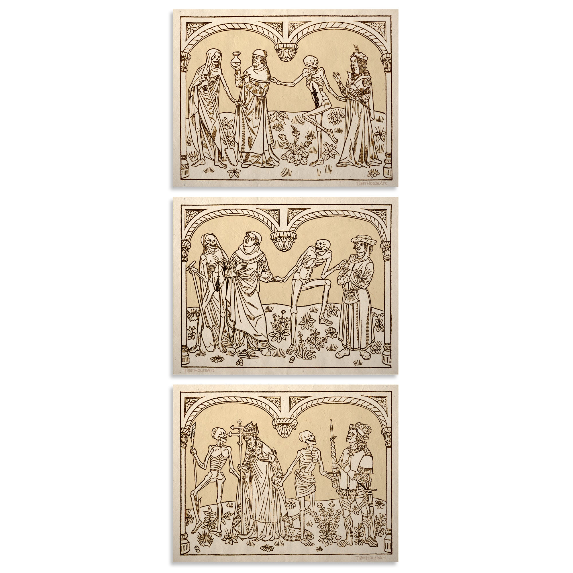 Dance Macabre Gothic Medieval Art Print Set Dark Academia - Etsy