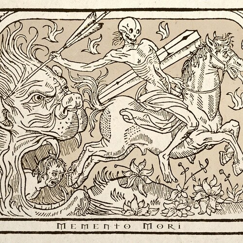 Crow on A Skull Gothic Macabre Art Print Medieval Memento Mori - Etsy